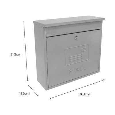 GardenKraft Contemporary Silver Wall-Mounted Letterbox