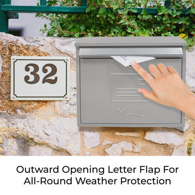 GardenKraft Contemporary Silver Wall-Mounted Letterbox