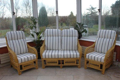 GARDENMARKETPLACE PORTOFINO CANE CONSERVATORY FURNITURE 3 PIECE SUITE ...