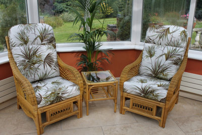 GardenMarketPlace Portofino Cane Conservatory Furniture Duo Set- 2 ...