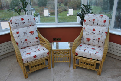 GardenMarketPlace Portofino Cane Conservatory Furniture Duo Set- 2 ...