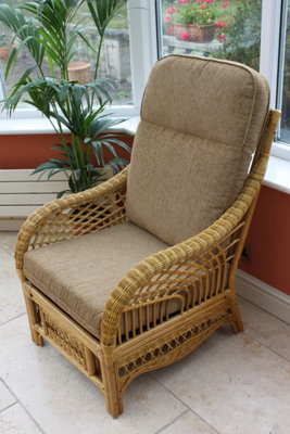GardenMarketPlace Portofino Cane Conservatory Furniture -Single Chair ...
