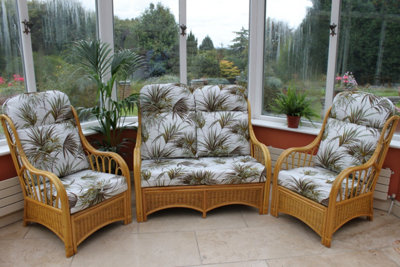 GardenMarketPlace Sorrento Cane Conservatory Furniture 3 Piece Suite ...