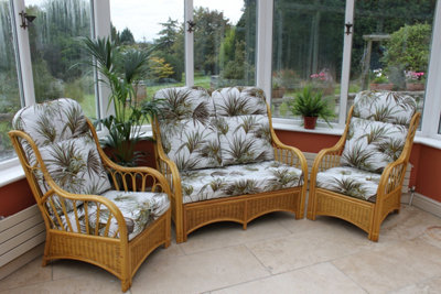 GardenMarketPlace Sorrento Cane Conservatory Furniture 3 Piece Suite ...