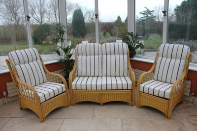 GardenMarketPlace Sorrento Cane Conservatory Furniture 3 Piece Suite ...