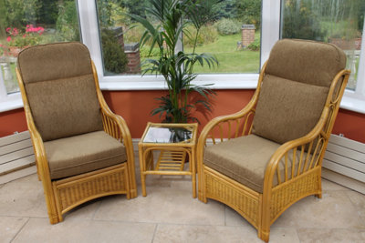 GardenMarketPlace Sorrento Cane Conservatory Furniture Duo Set- 2 ...