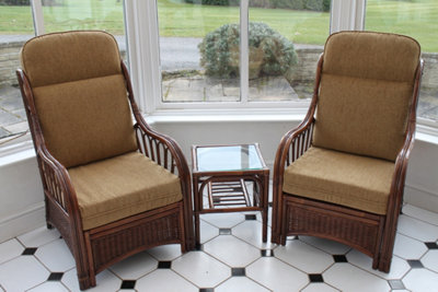 GardenMarketPlace Verona Cane Conservatory Furniture Duo Set- 2 Chairs ...