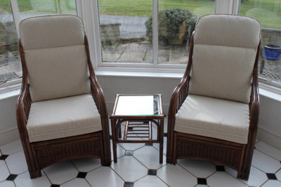 GardenMarketPlace Verona Cane Conservatory Furniture Duo Set- 2 Chairs ...