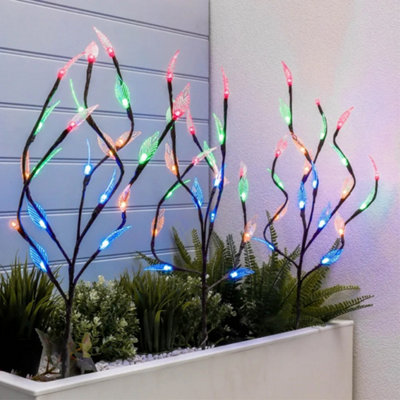 Gardenwize Pack of 3 Multi-Coloured LED Solar Tree Lights