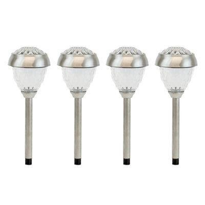 Gardenwize Pack of 4 Solar Powered Crown LED Glass Effect Garden Stake ...