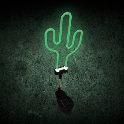 Gardenwize Solar Powered LED Neon Light Up Cactus Stake Light ...