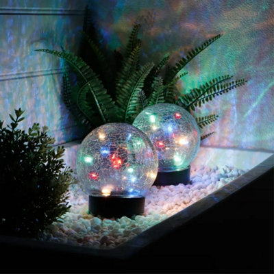 Gardenwize Solar Powered Multi-Coloured Crackle Ball - 12cm (Pack of 2 ...