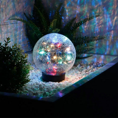 Gardenwize Solar Powered Multi-Coloured Crackle Ball - 15cm | DIY at B&Q