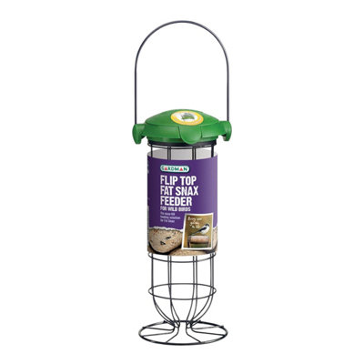 Gardman Flip Top Fat Snax Bird Feeder Green for Suet Fat Balls and High ...