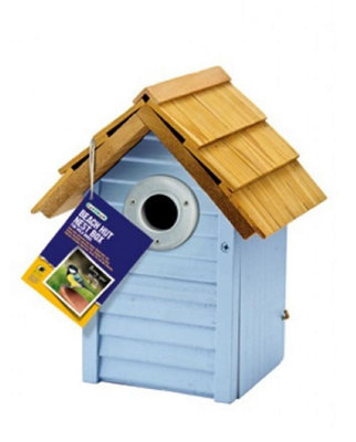 Gardman Light Blue Nest Box Beach Hut Style 32mm Protected Entrance ...