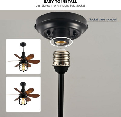 Garwarm 20 Inch (52cm) Screw-In Ceiling Fan with Light & Remote - Black
