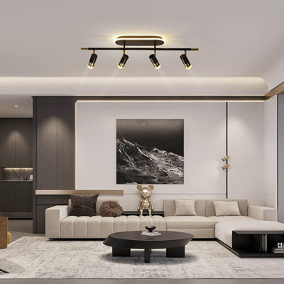 Garwarm 4-Light Dimmable LED Ceiling Track Light Black Gold Rotatable ...