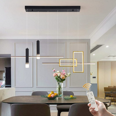 Garwarm Black Dimmable LED Creative Chandelier Remote Control Linear ...