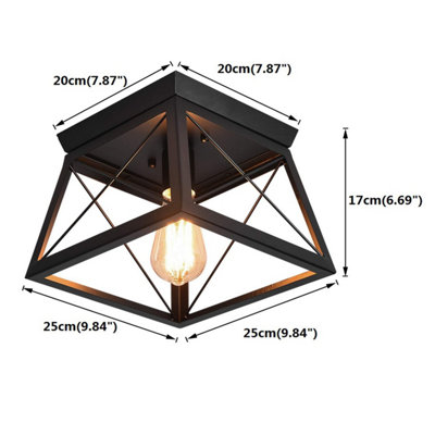 Garwarm Ceiling Light - Black Square Design- Metal Finish- Flush Mount ...