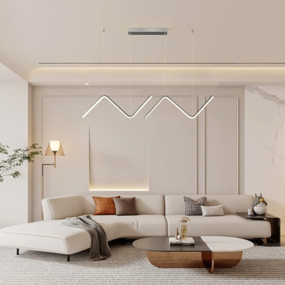 Garwarm Chrome LED Dimmable Linear Wave Modern Chandelier