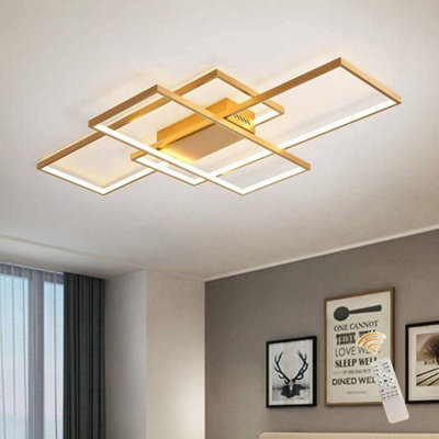 Garwarm Gold LED Ceiling Light with Remote Control, Dimmable Ceiling ...