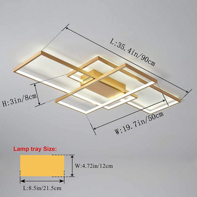 Garwarm Gold LED Ceiling Light with Remote Control, Dimmable Ceiling ...