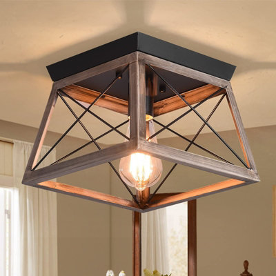 Garwarm Industrial Metal Flush Mount Ceiling Light Mini Farmhouse ...