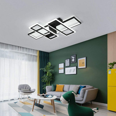 Garwarm LED Ceiling Light Black Flush Mount Ceiling Lights 80W Dimmable ...