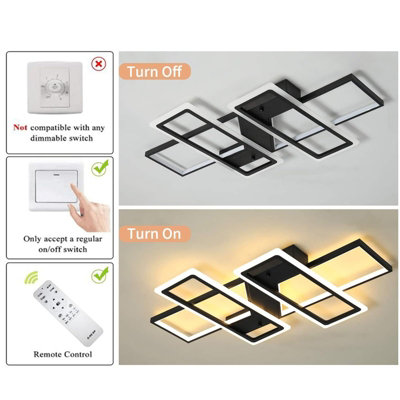Garwarm LED Ceiling Light Black Flush Mount Ceiling Lights 80W Dimmable ...