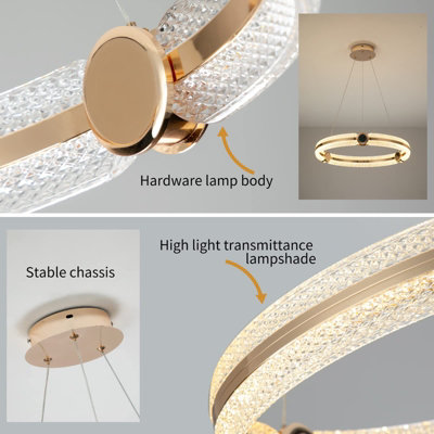 GARWARM MODERN 1-RING CIRCULAR LED CHANDELIER, DIMMABLE REMOTE CONTROL,48W
