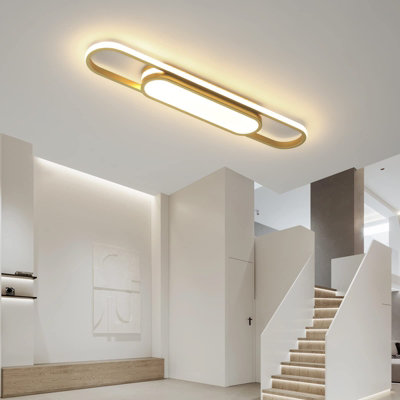 Garwarm Modern Dimmable Linear Gold LED Ceiling Light with Remote Control