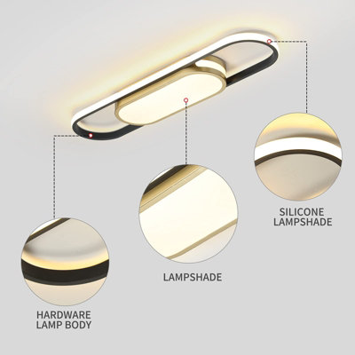 Garwarm Modern Dimmable Linear Gold LED Ceiling Light with Remote Control