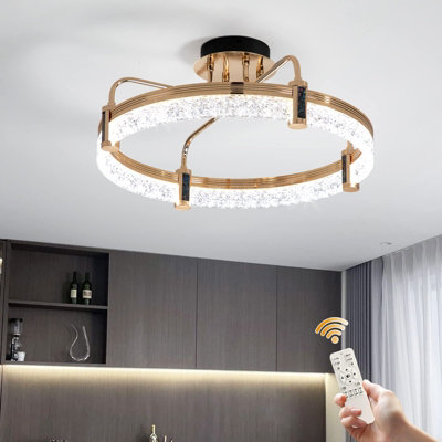 Garwarm Modern Gold Ceiling Light 50W Dimmable LED Chandelier with ...