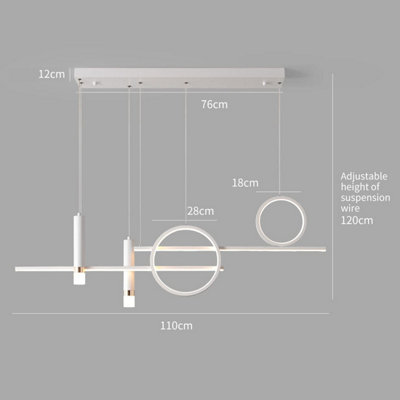 Garwarm Modern White Dimmable LED Pendant Light with Remote Control