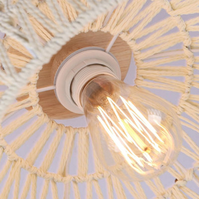 Garwarm Rattan Ceiling Light,Boho Semi Recessed Ceiling Light,Handmade ...