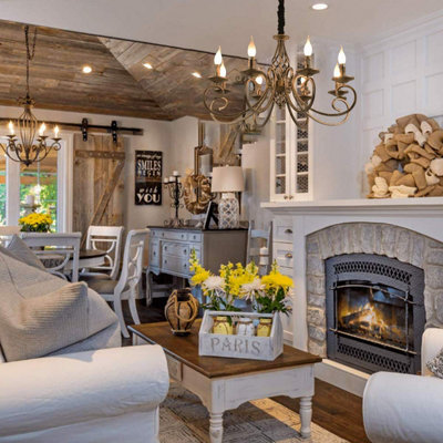 Garwarm Rustic Chandeliers, 8 Lights Candle French Country Chandelier ...