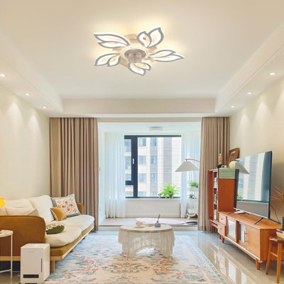 Garwarm White Ceiling Fans with Lights and Remote, Modern White LED ...