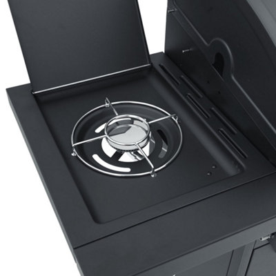 Gas BBQ Grill with 7 Burners Black Powder-coated Steel