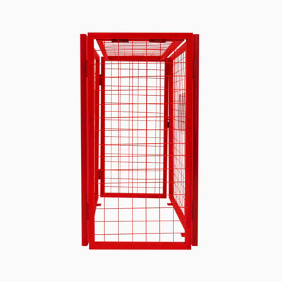 Gas Bottle Cage 90cm x 80cm x 43cm Collapsible Red Mesh Secure Lockable ...