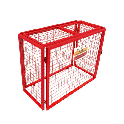 GAS BOTTLE CAGE 92CM X 110CM X 50CM COLLAPSIBLE RED MESH SECURE ...