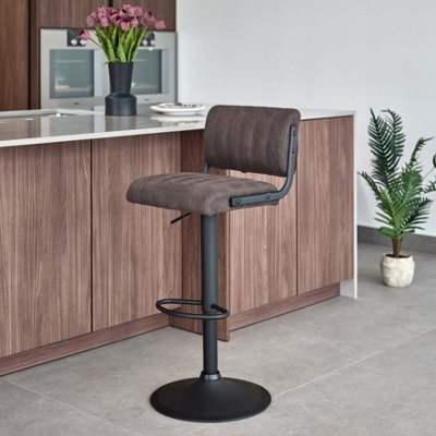 Gas Lift Bar Stool with Faux Leather upholstery and foot rest ...