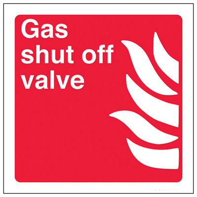 Gas Shut Off Valve Fire Safety Equipment Sign - Rigid Plastic ...