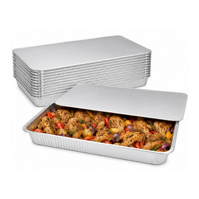 Gastro Foil Food Containers - 13000ml (525 x 325 x 78mm, 10 Pack), Full ...