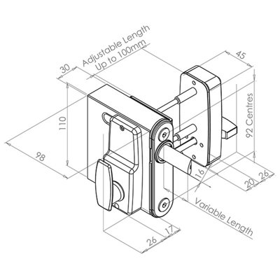 Gatemaster digital combination gate lock surface fixed single sided ...
