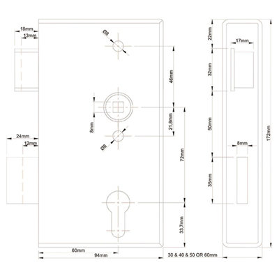 Gatemaster double throw latch deadlock gate lock for 40mm frames (GLD40)