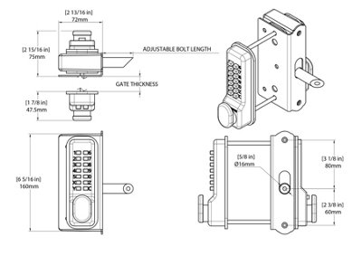 Gatemaster superlock surface digital combination single sided keypad ...