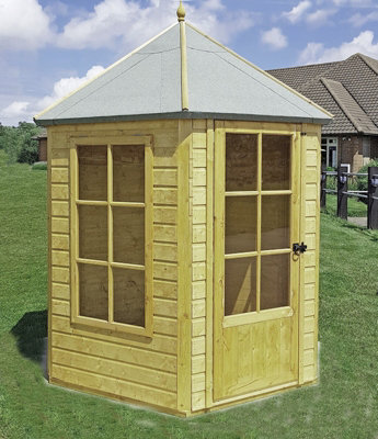 Gazebo 6 x 6 Feet Pressure Treated Double Door with Two Opening Windows ...