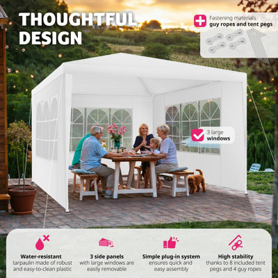 Gazebo Baraban - 3 x 3 m, with 3 side panels, weather & UV-resistant ...