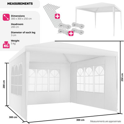 Gazebo Baraban - 3 x 3 m, with 3 side panels, weather & UV-resistant ...