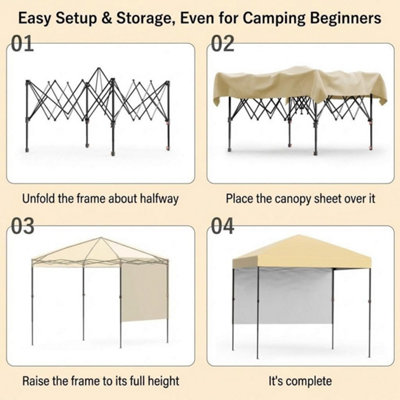 Gazebo Garden Marquee Folding Shelter Camping Beach cream color